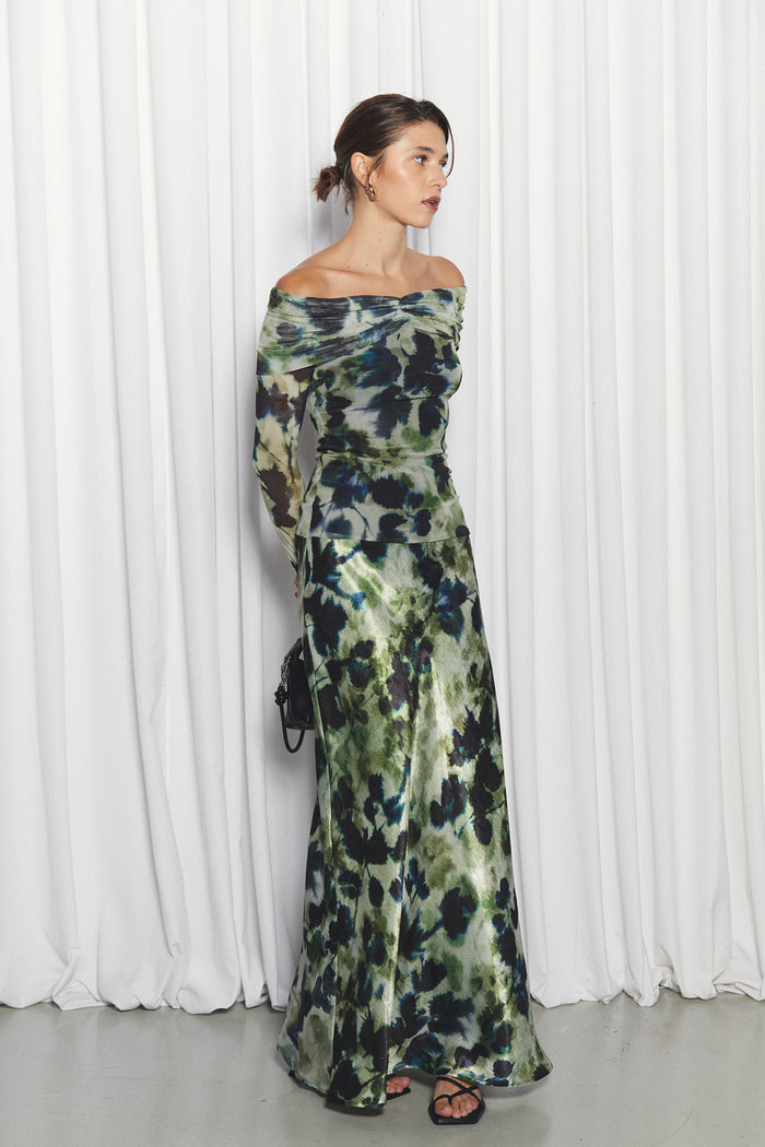 Cassie Top, Olivine Print | Off-Shoulder Occasion Top – Avec Studio