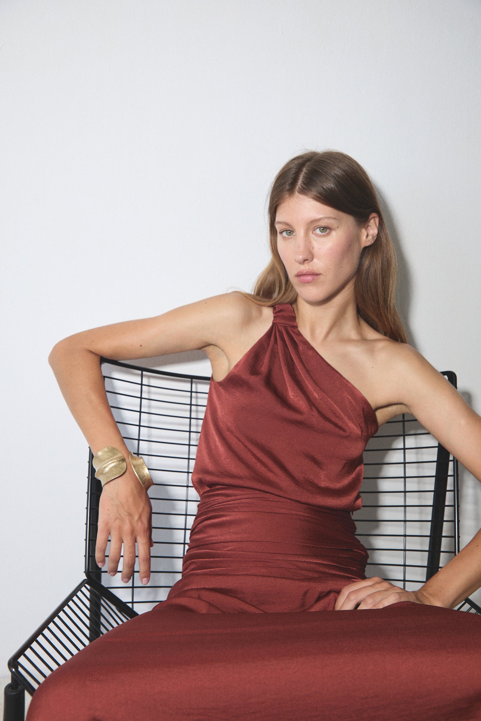 Chloé Top, Terracotta | Asymmetric Occasion Top – Avec Studio