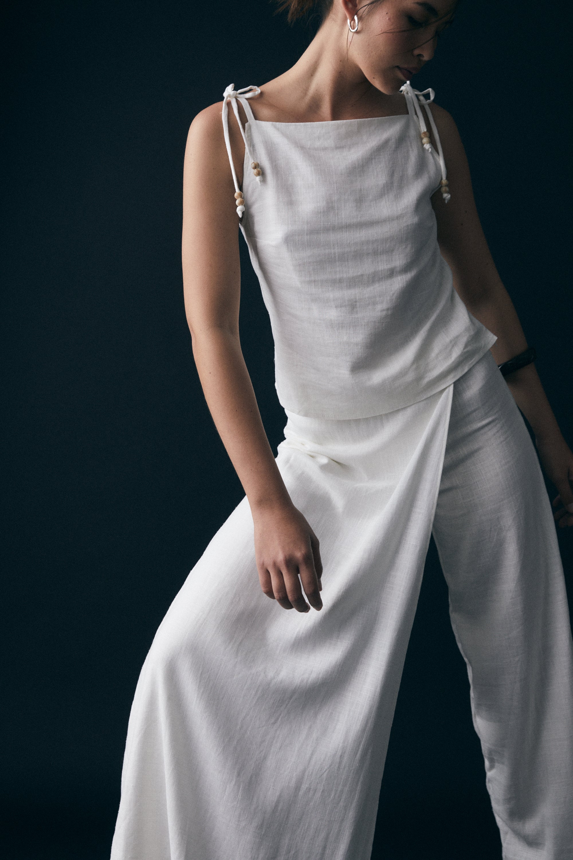 Amara Pant-Skirt, White Linen | Linen Skort – Avec Studio
