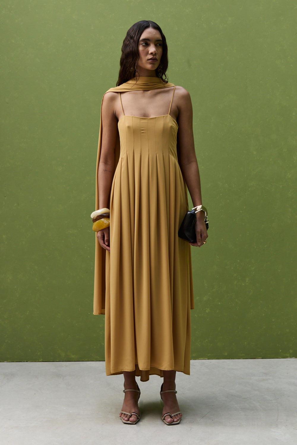 Maxime Dress, Mustard | Wedding Guest Midi Dress – Avec Studio