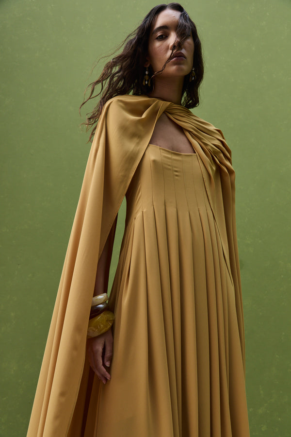Maxime Dress, Mustard | Wedding Guest Midi Dress – Avec Studio
