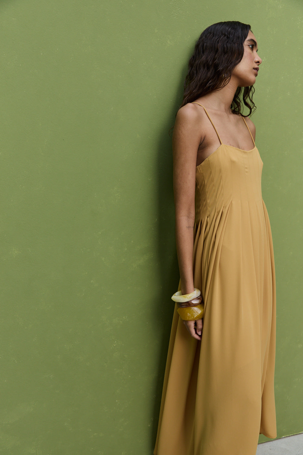 Maxime Dress, Mustard | Wedding Guest Midi Dress – Avec Studio