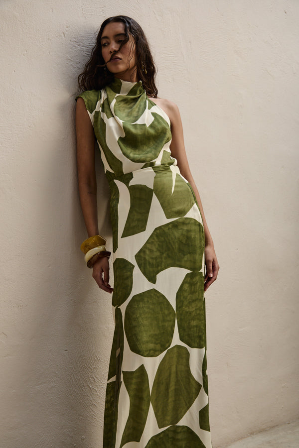 Capri Skirt, Green Brush | Occasion Midi Skirt – Avec Studio